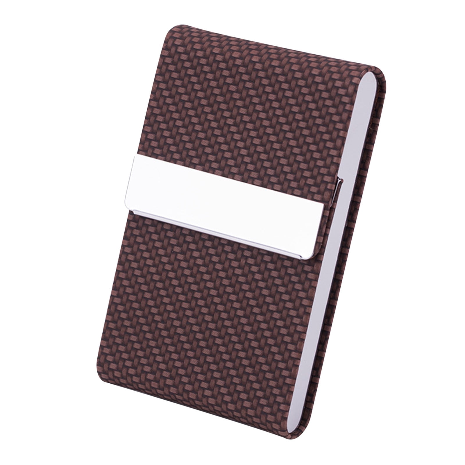 Business Card Box ,Stainless Steel Pu Business Card Holder Coffee Color ...