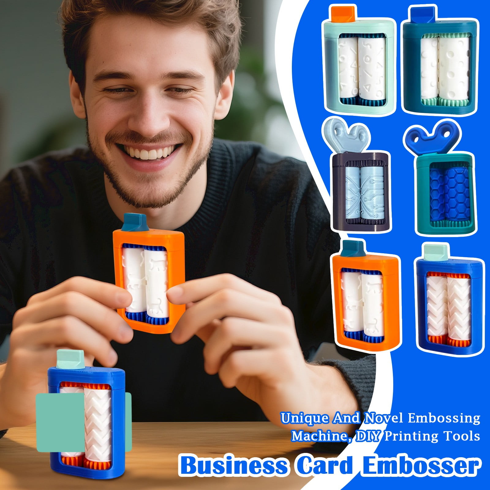 Business Card Embossing Machine Innovative Double Roller Pet Hair Remover, Reusable Manual Lint ...