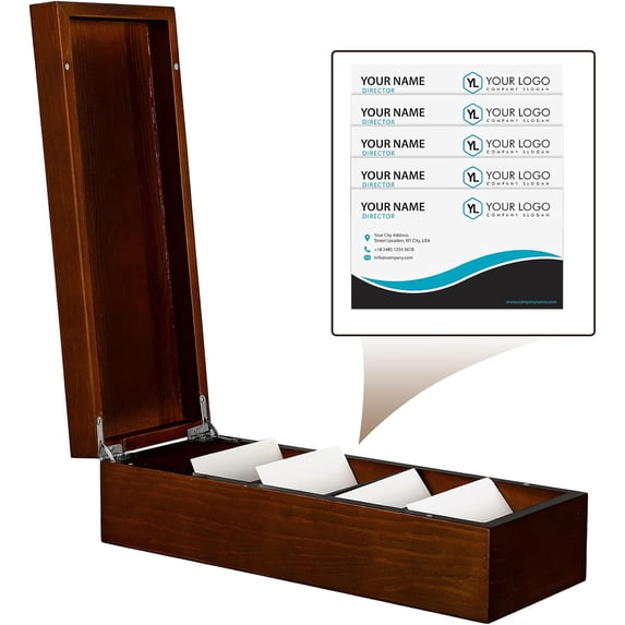 Business Card Holder 2.2 x 3.5 Inch Index Card Holder Wood Desktop File ...