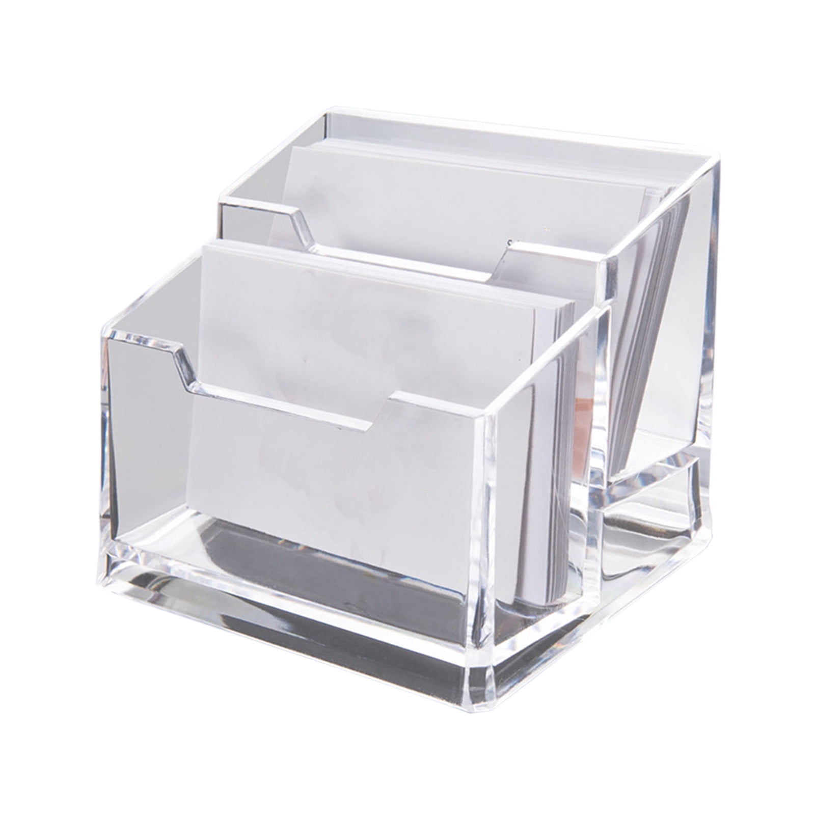 Business Card Holder 2 Tiers Acrylic Stand Organizer Clear Card Holder ...