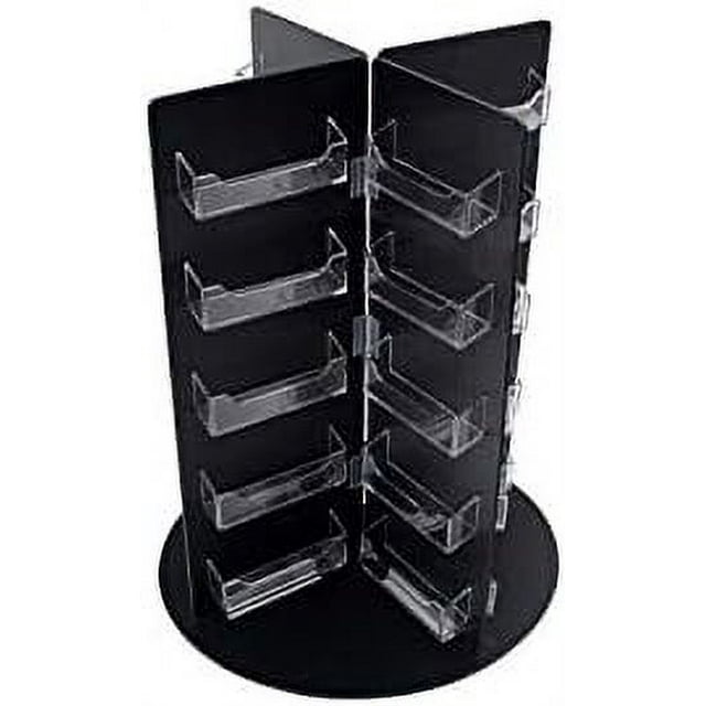 Business Card Holder Black On Black 40 Pockets Lightweight Rotating ...
