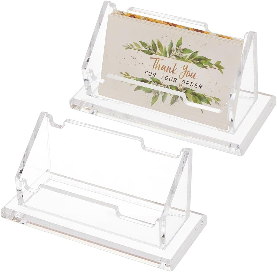 Business Card Holder Clear for Desk 2 Pcs Acrlic Business Name Card ...