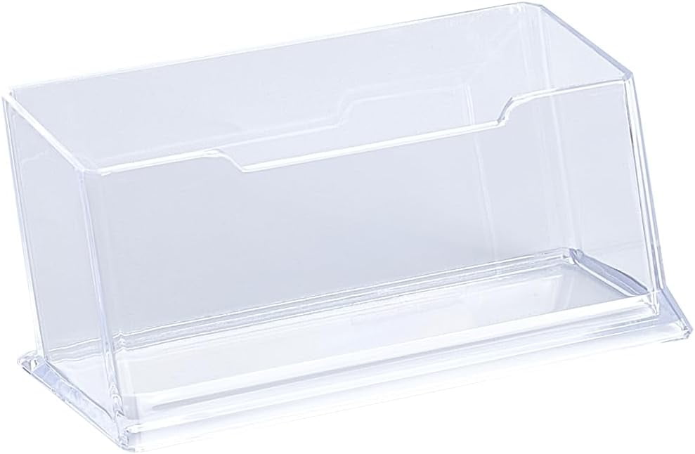 Business Card Holder Clear Plastic Card Display Stand 2 Pieces Desk ...