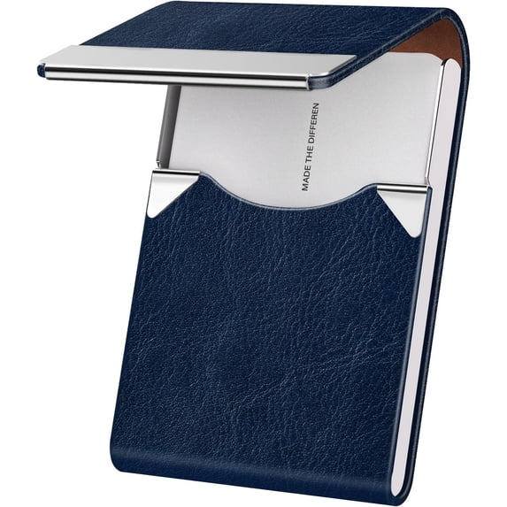 Business Card Holder with Closure, Slim Metal PU Business Card Case for ...