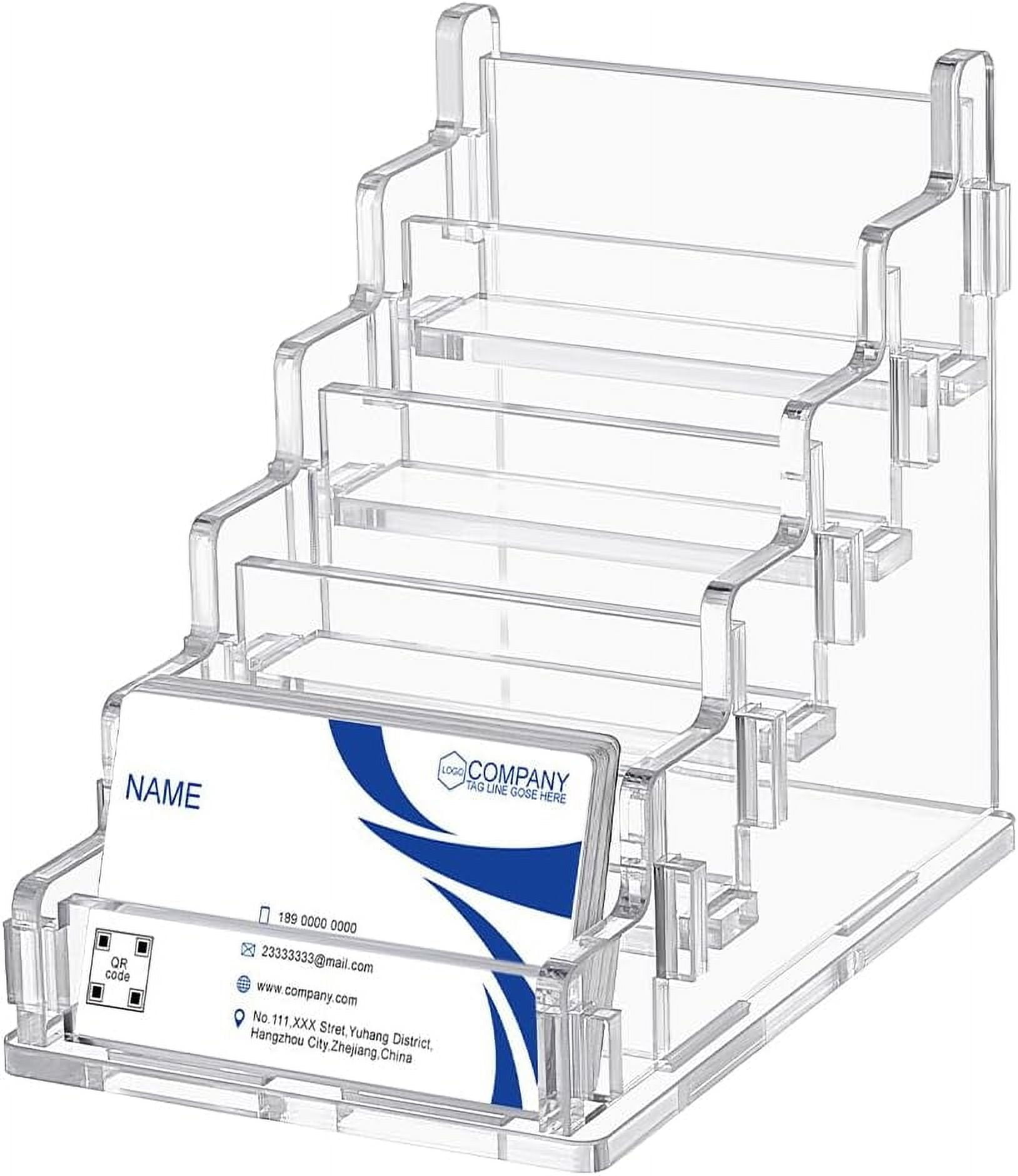 Business Card Holder for Desk with 5 Slots( 300 Cards) 5 tier Acrylic ...