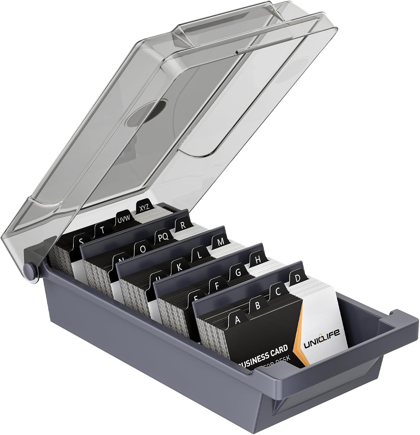 Business Card Holder for Desk, Large Plastic Business Card Organizer ...