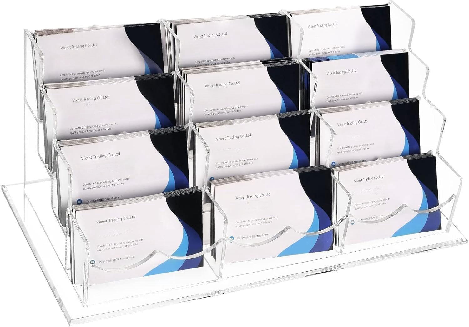 Business Card Holder Display for Desk, 12 Slots 4 Tiers Multiple-Clear ...