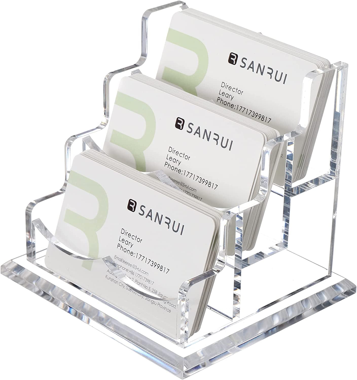 Business Card Holder Display for Desk, Clear Acrylic Cards Organizer 3 ...