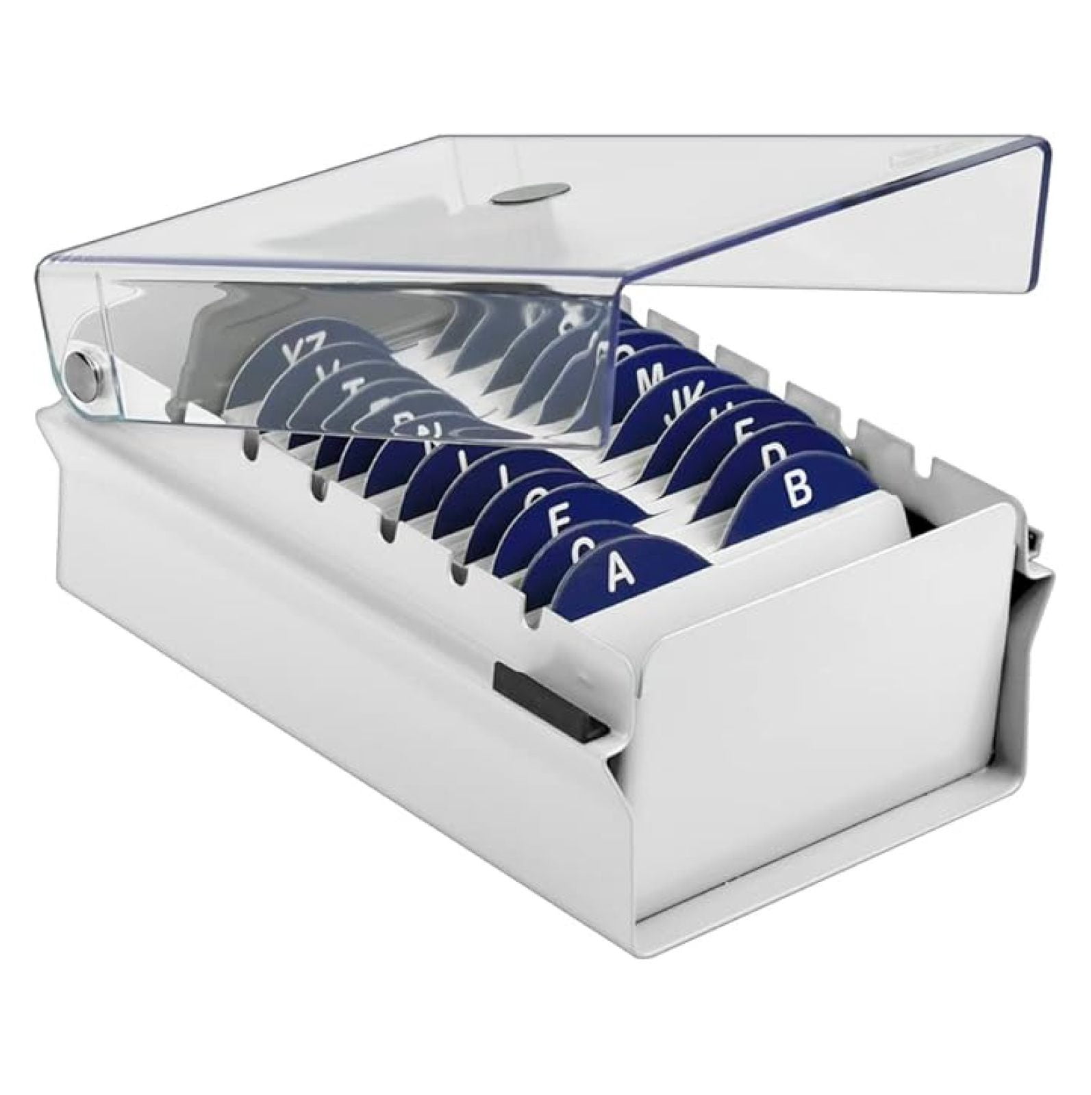 Business Card Holder Metal Index Card File Box - White 500 Card ...