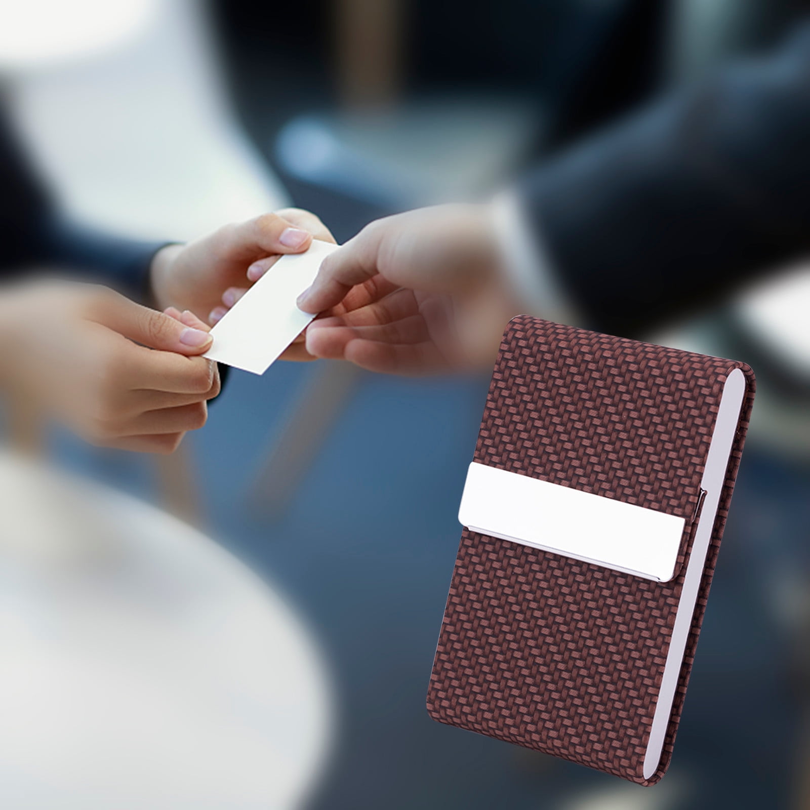 Business Card Holder, PU Leather Business Card Case Pocket Card Holders ...