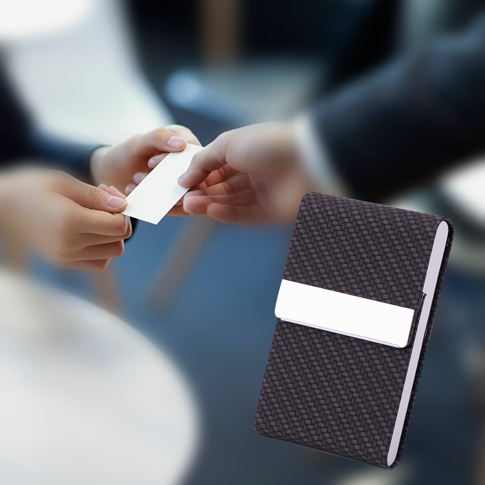 Business Card Holder, PU Leather Business Card Case Pocket Card Holders ...