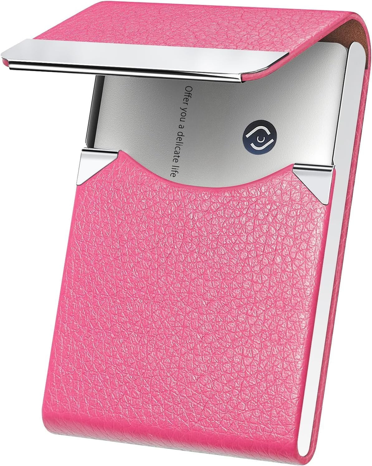 Business Card Holder, PU Leather & Stainless Steel Business Card Case ...