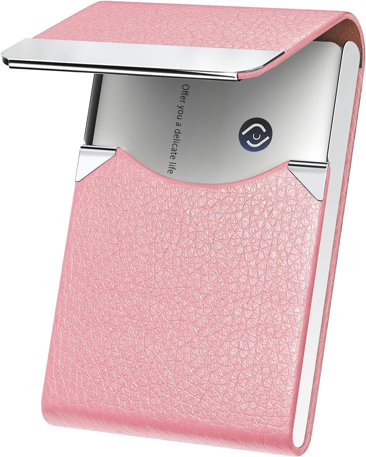 Business Card Holder, PU Leather & Stainless Steel Business Card Case ...
