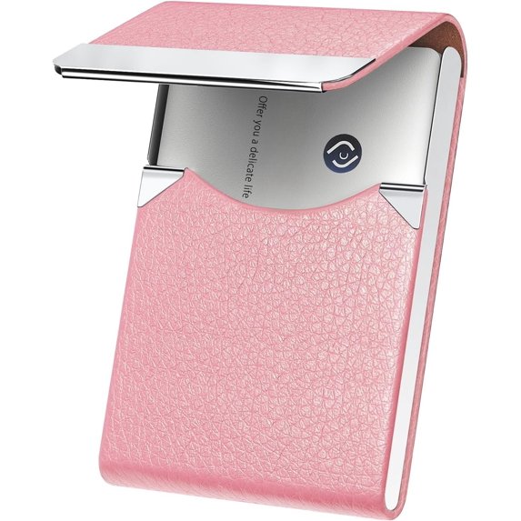 Business Card Holder, PU Leather & Stainless Steel Business Card Case ...