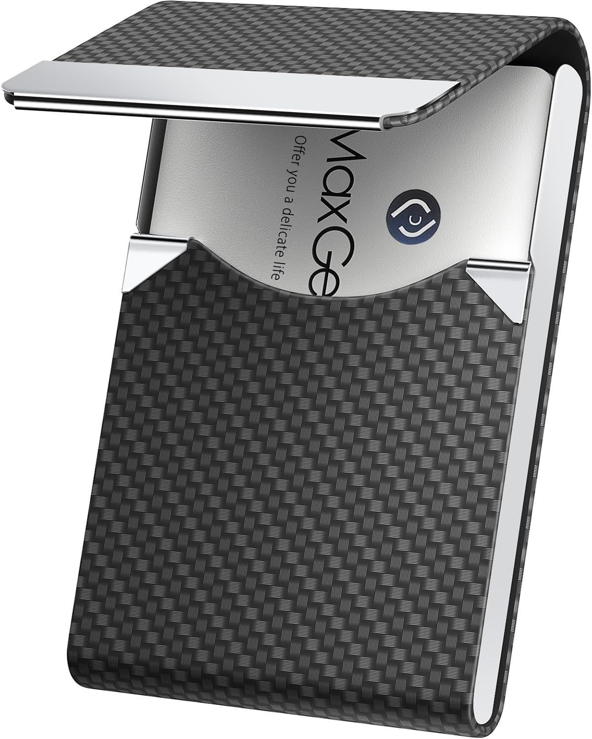Business Card Holder, PU Leather & Stainless Steel Business Card Case ...