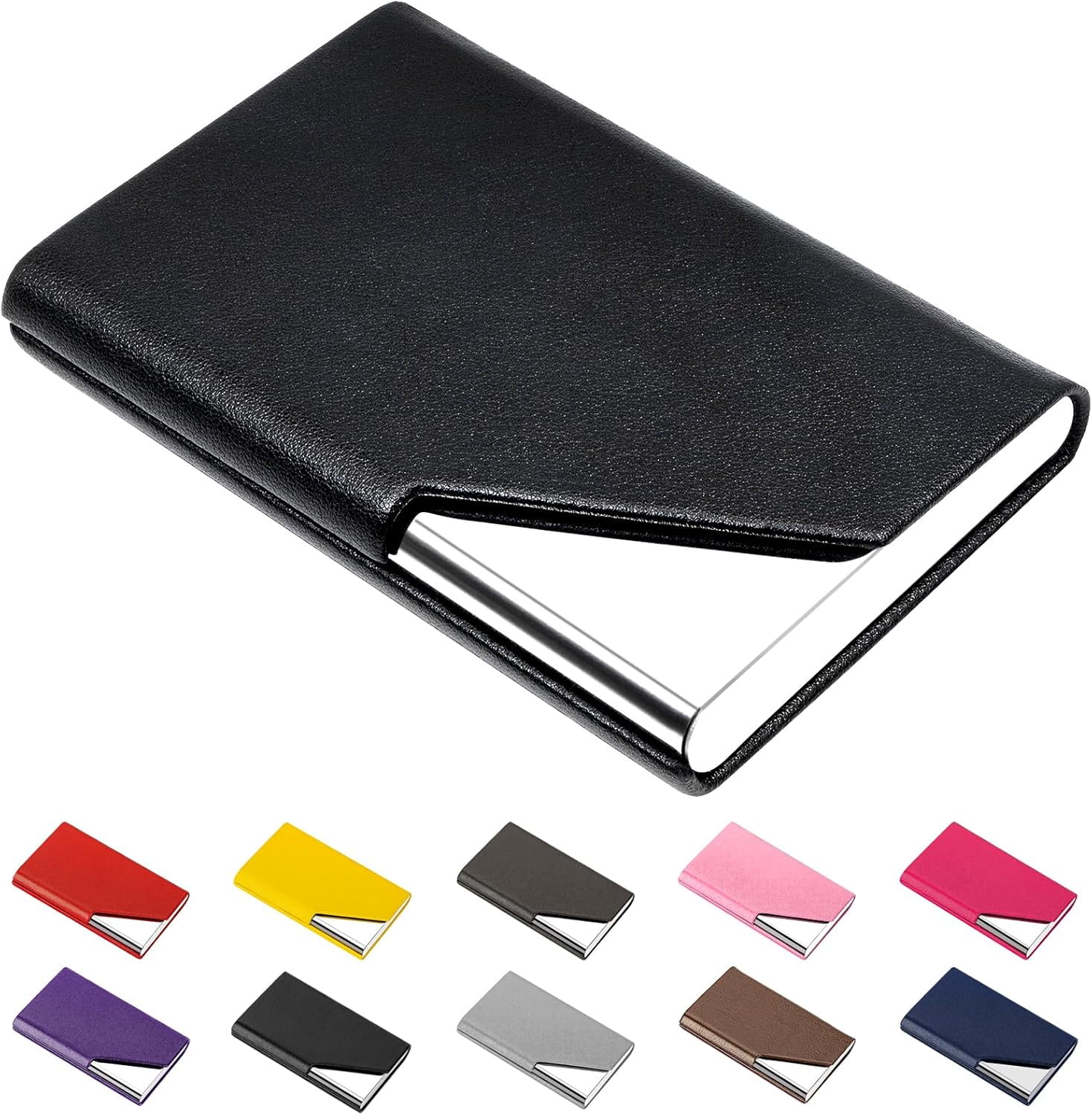 Business Card Holder, Upgraded Leather Business Card Case Pocket Card ...