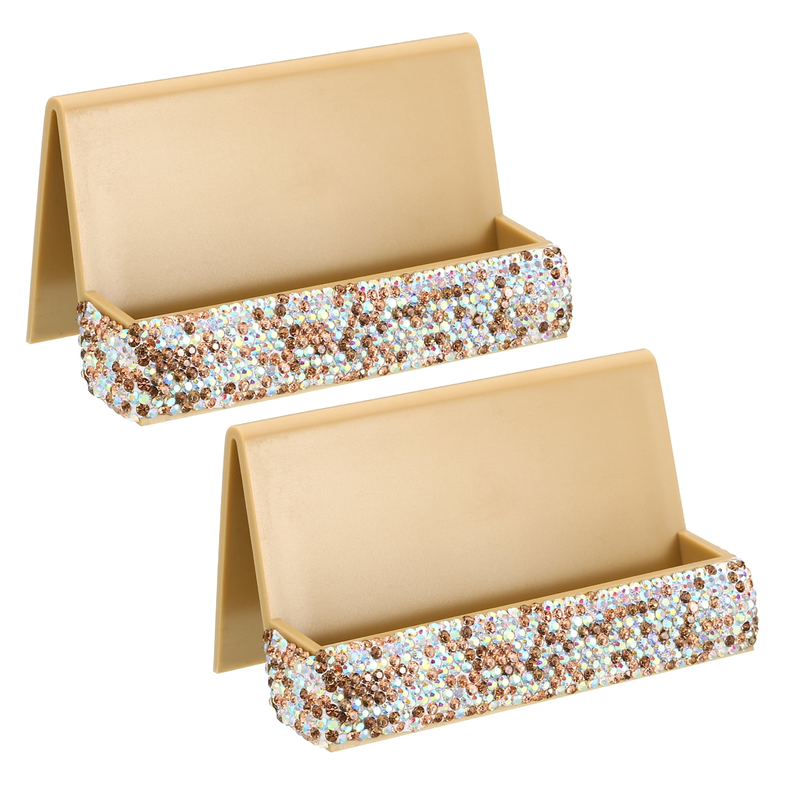 Business Card Holder for Desk, 2 Pack Rhinestone Business Card Holders ...