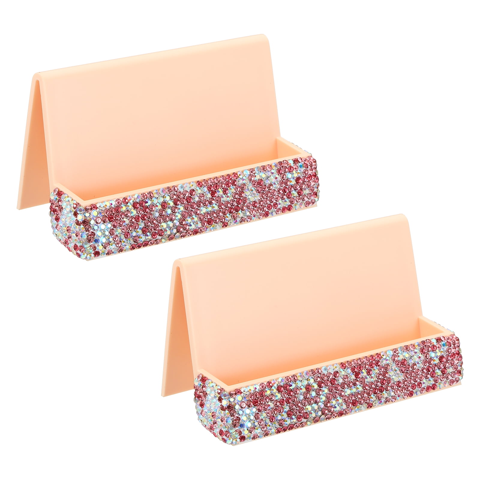 Business Card Holder for Desk, 2 Pack Rhinestone Business Card Holders ...