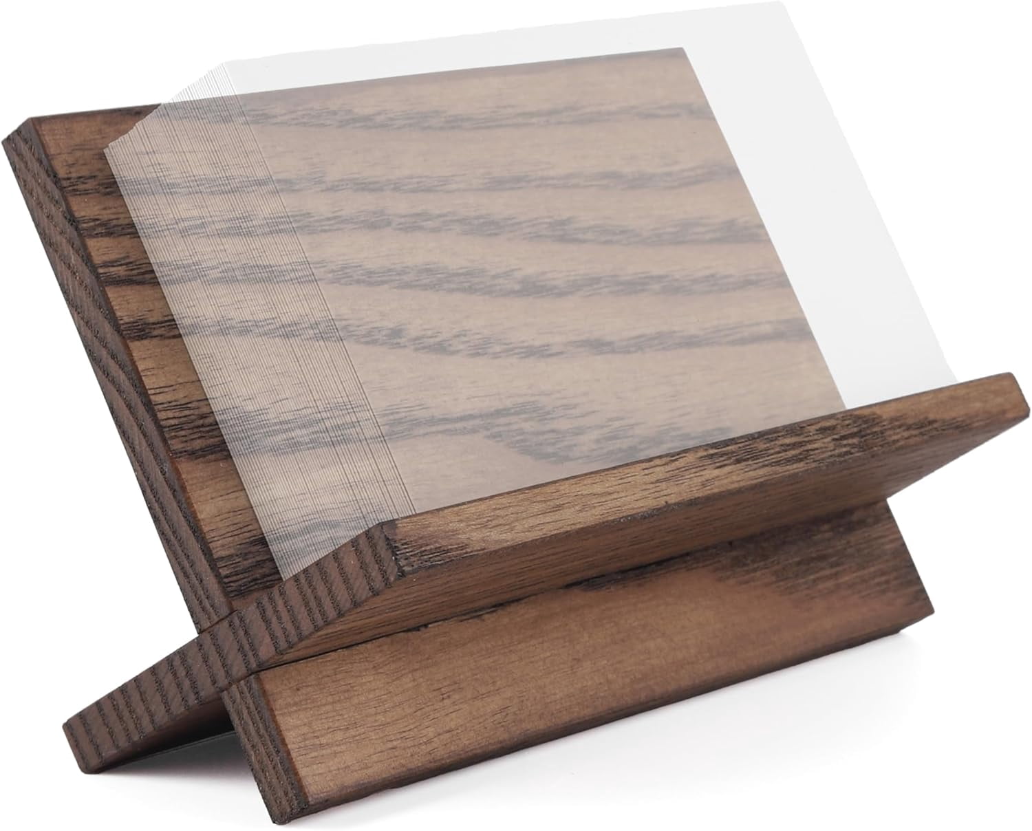 Business Card Holder for Desk - Brown Wood Small Cards Holders ...