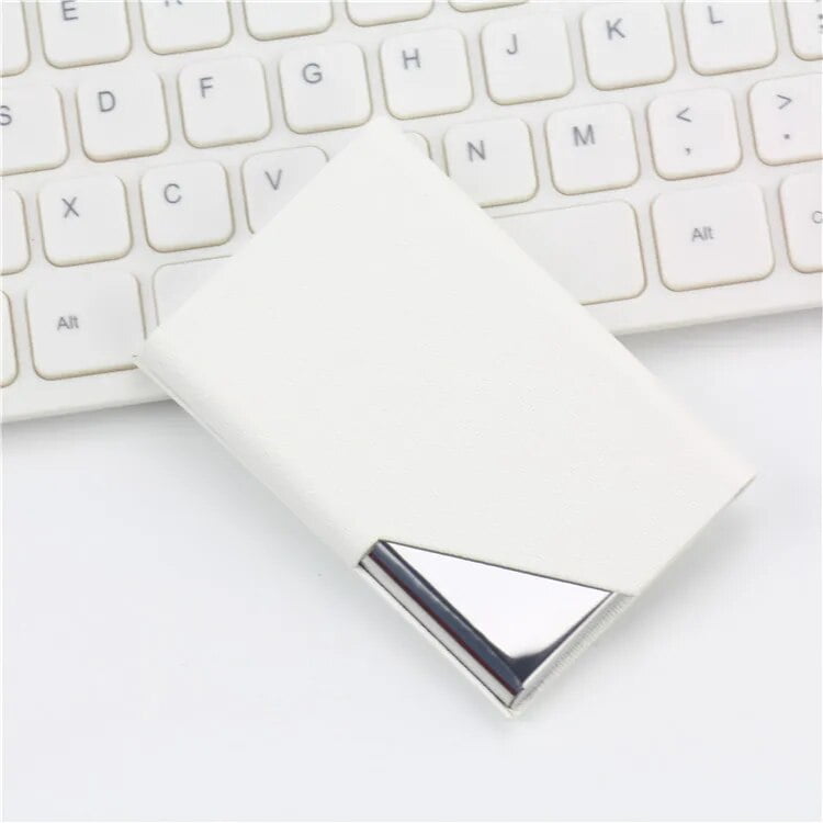 Business Card Holder with Magnetic PU Leather Stainless Steel Business ...