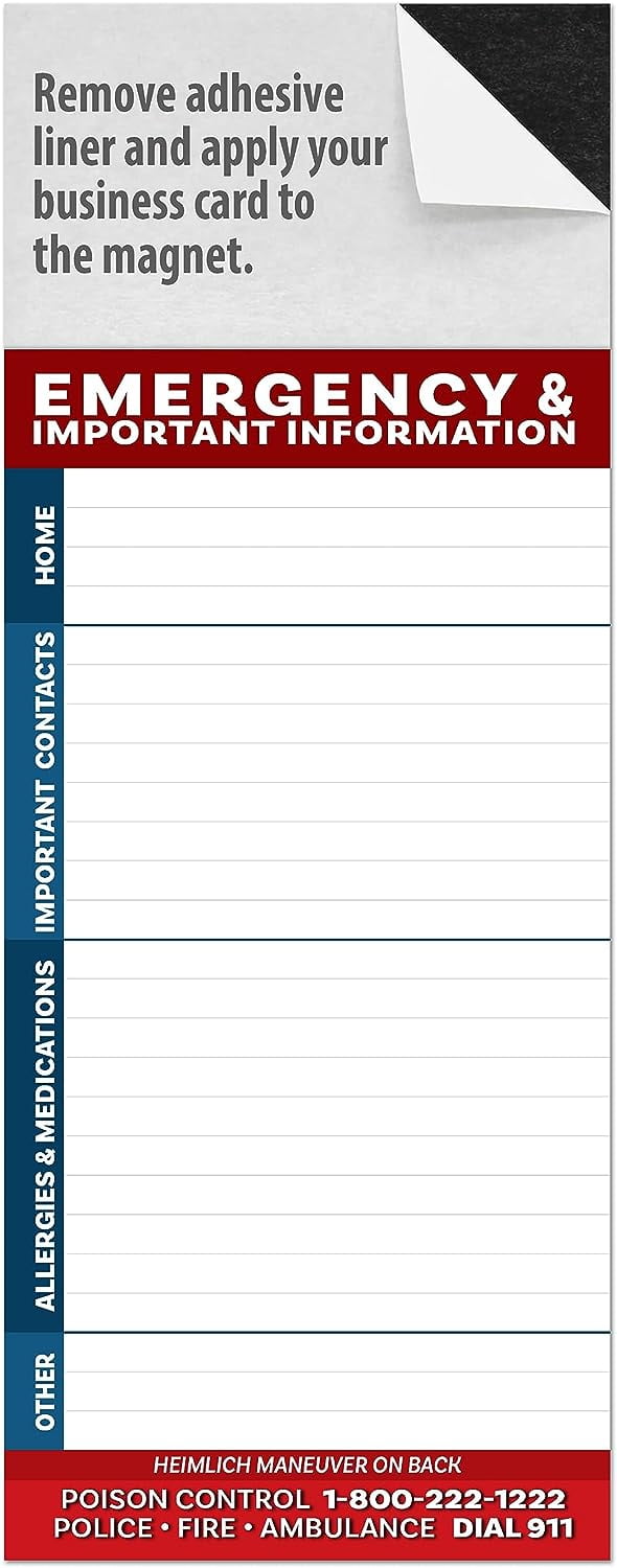 Business Card Peel and Stick Magnet with Household Reference Card ...