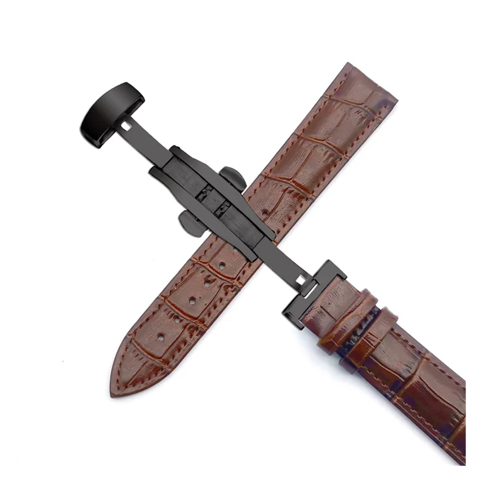 Business Casual Black Brown Watch Band Strap Buckle Pattern Bracelet 18 ...