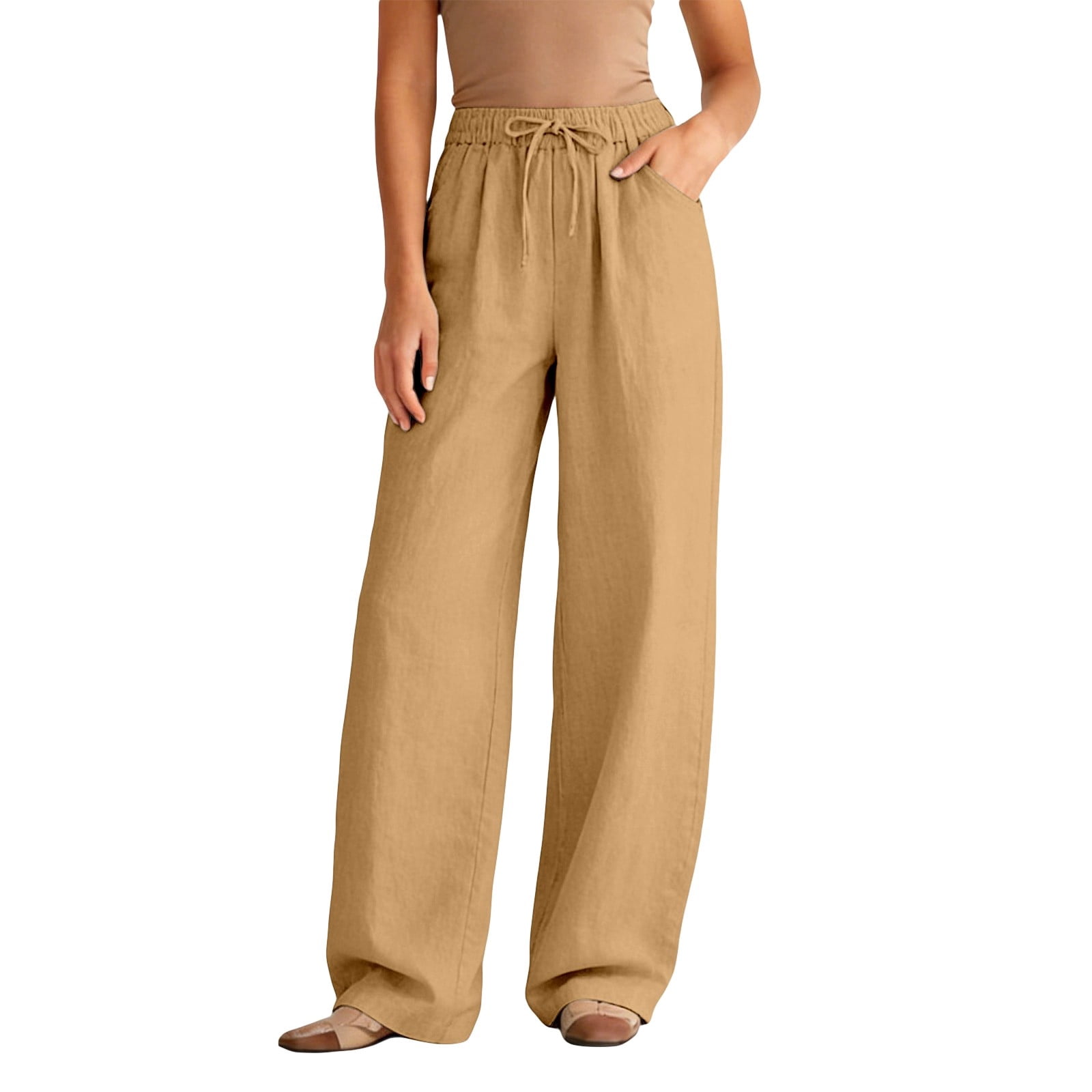 Business Casual Clothing Slacks for Women Casual Wide Leg Pants Elastic ...
