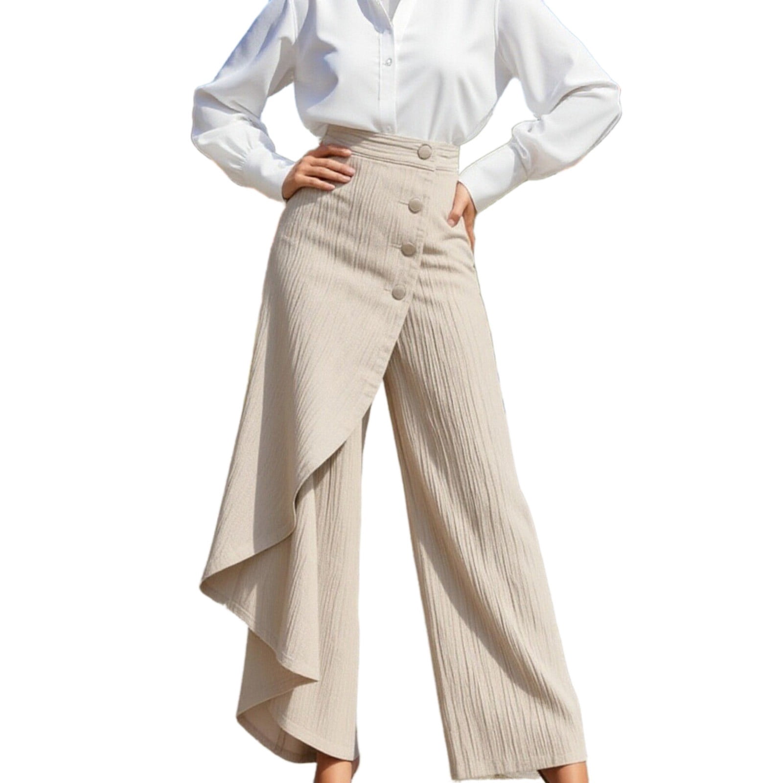 Business Casual Clothing Slacks for Women Lady's Long Style Pure Color ...