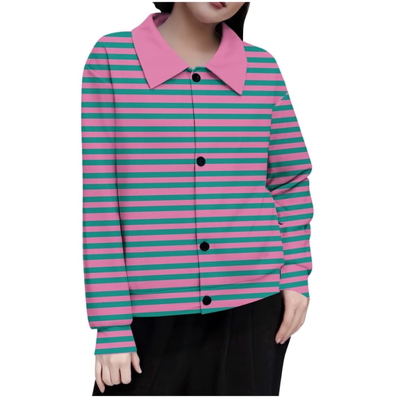 Business Casual Jackets for Women Open Front Striped Shirt Jackets ...