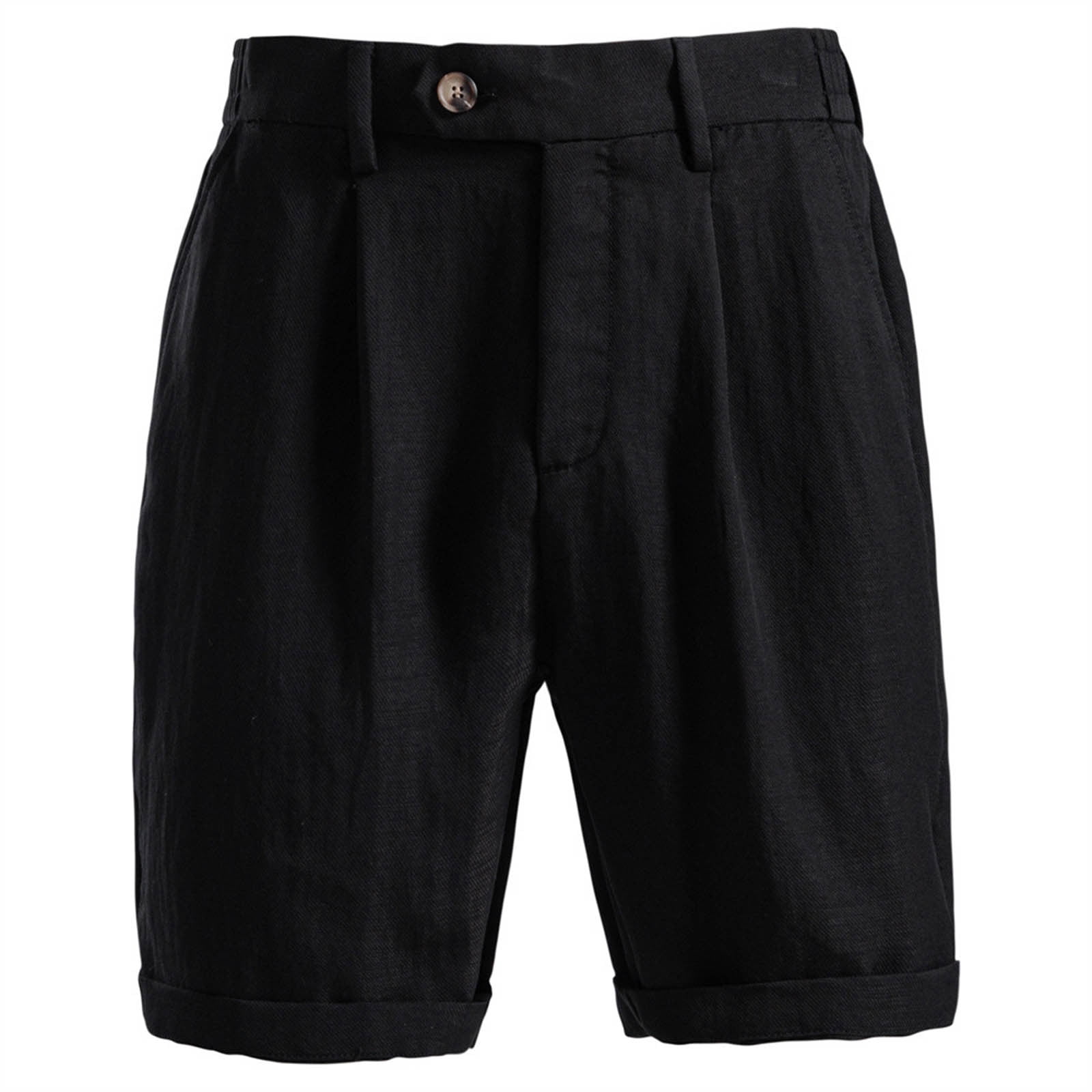 Business Casual Men's Cotton Linen Shorts Button Waist Solid Color Work ...