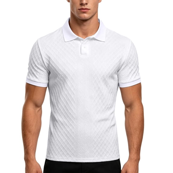 Business Casual Mens Shirts Button Down Lapel Short Sleeve Slim Fit ...