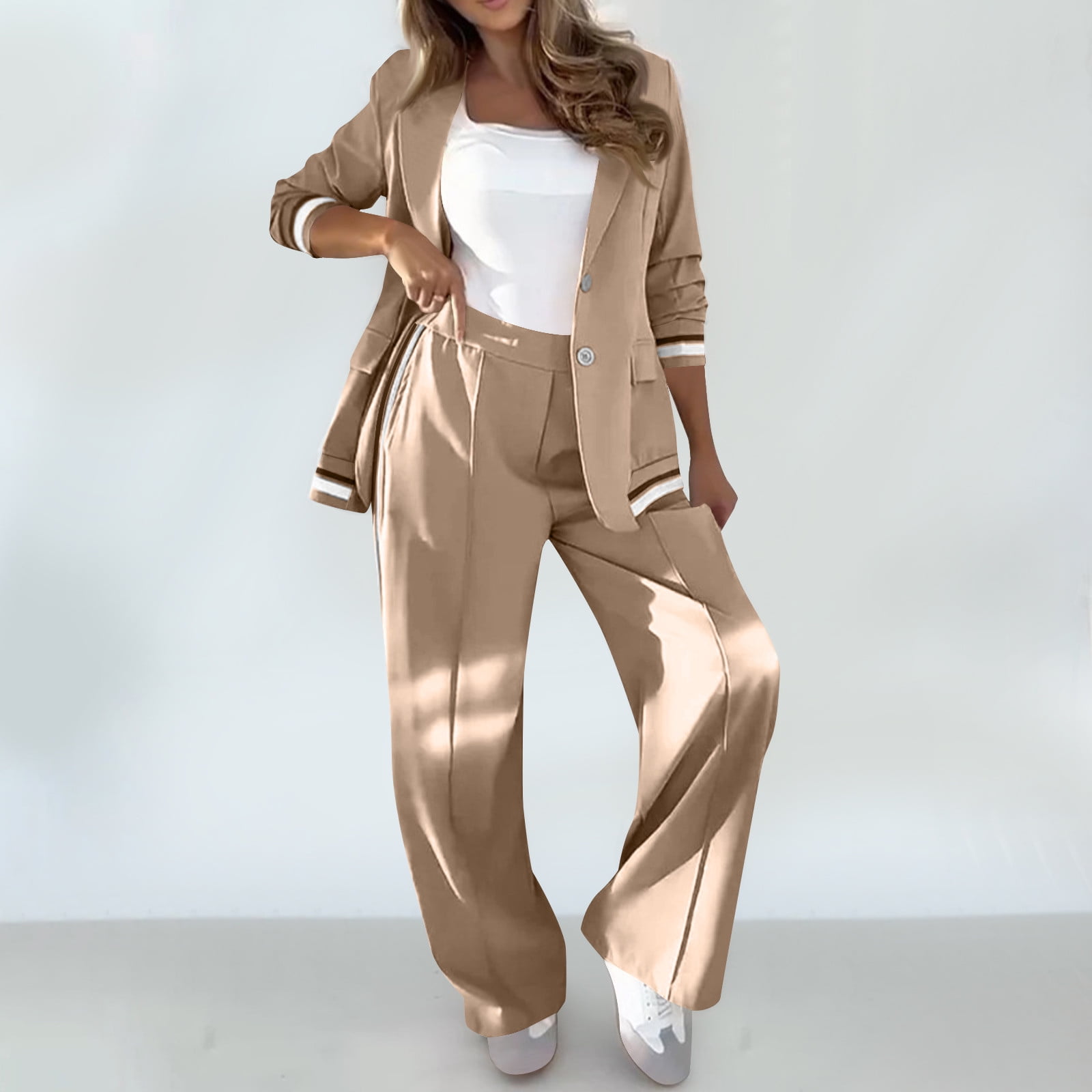 Business Casual Outfits for Women 2 Piece Sets Long Sleeve Two Button ...