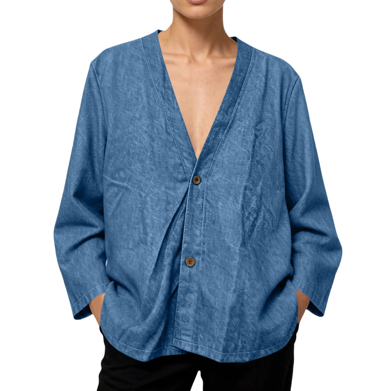 Business Casual Outfits for Women Button Front Denim Jacket – V Neck ...