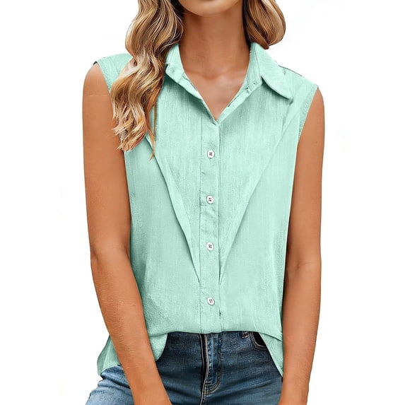 Business Casual Outfits for Women Daily Casual Shirts Sleeveless Shirts ...