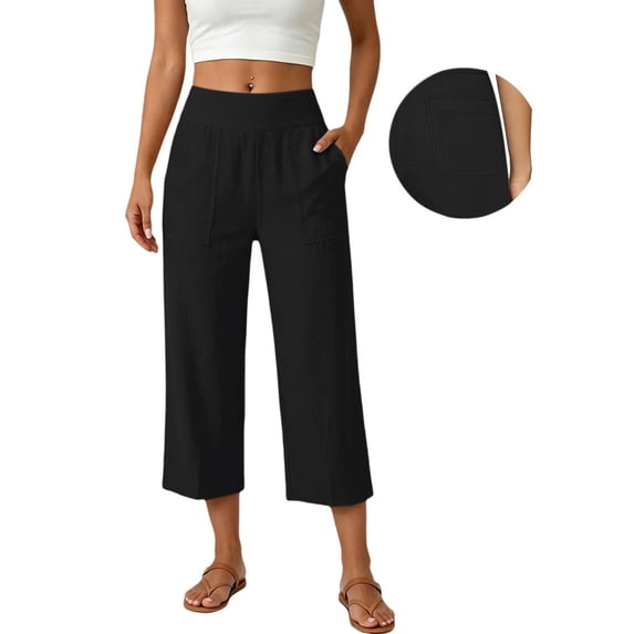 Business Casual Pants for Women Solid Color Cotton And Linen Three ...