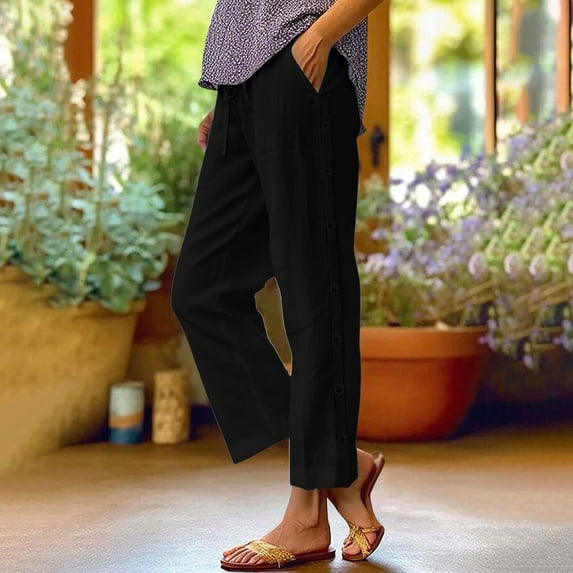 Business Casual Pants for Women Summer Mid Waist Wide Leg Palazzo Pants ...