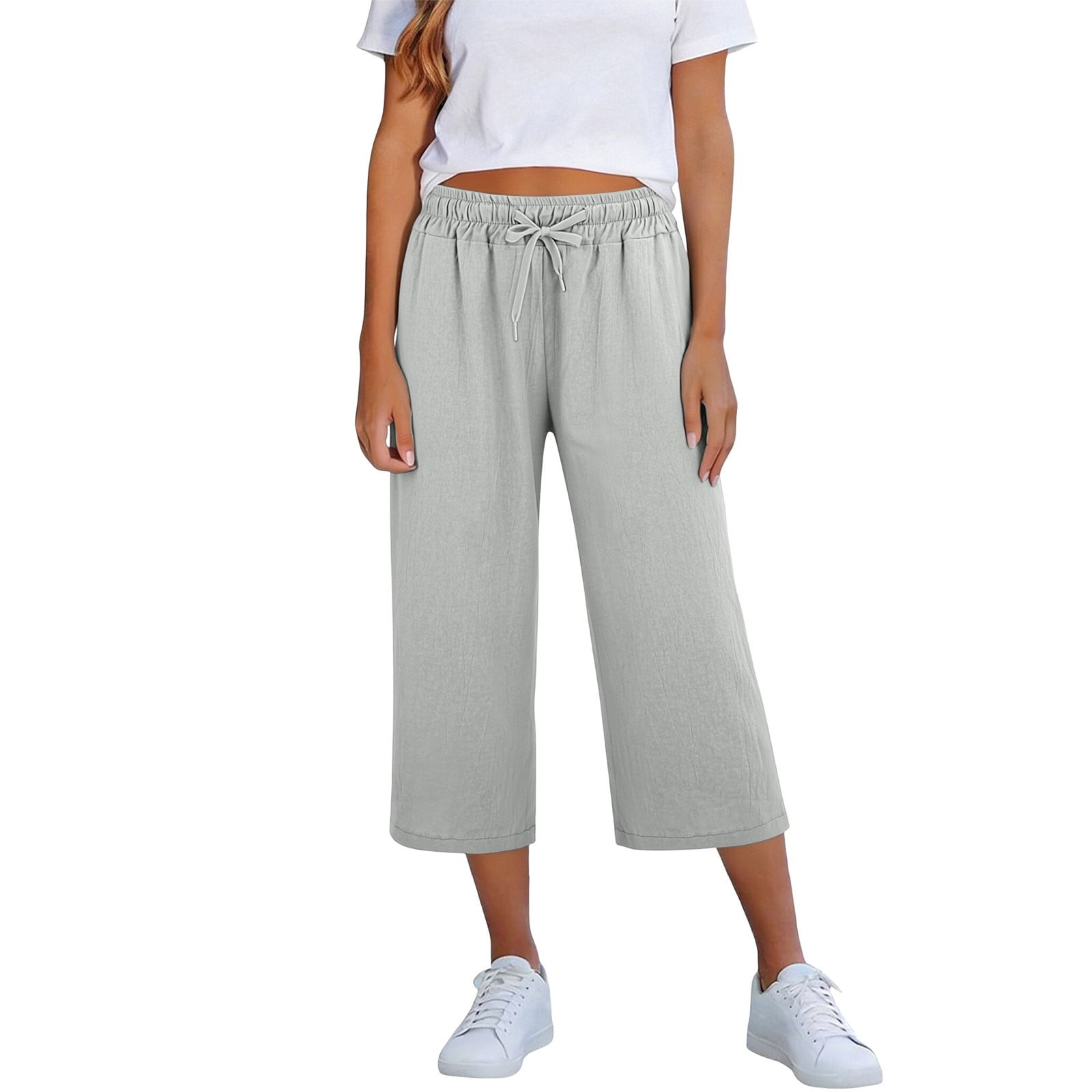 Business Casual Pants for Women Washing Water Wrinkled Cotton Linen ...