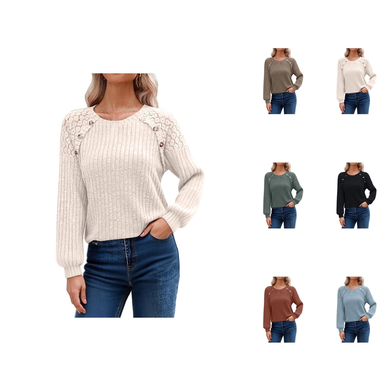 Business Casual Pullover Sweaters for Women 2025 Long Sleeve Crewneck ...