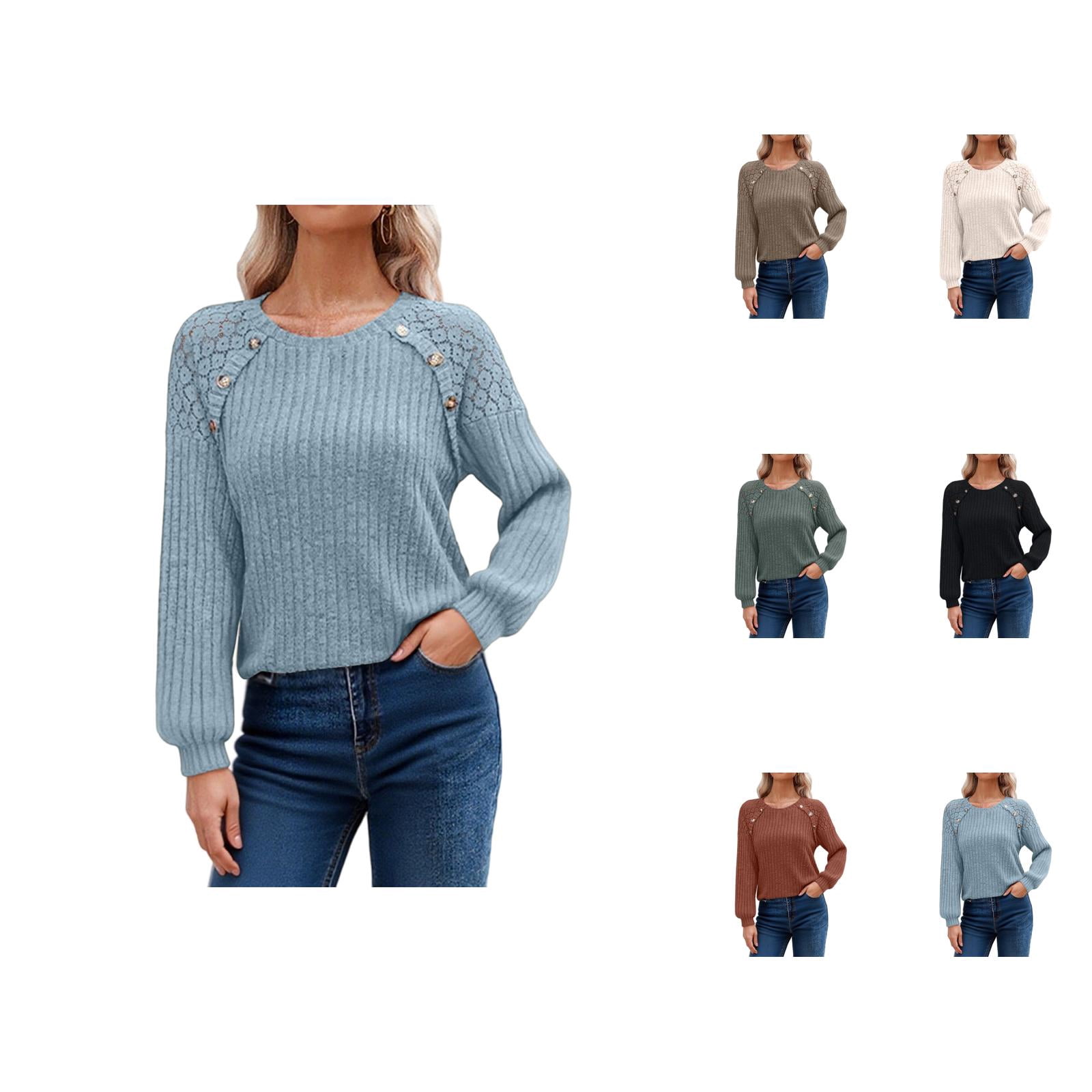 Business Casual Pullover Sweaters for Women 2025 Long Sleeve Crewneck ...