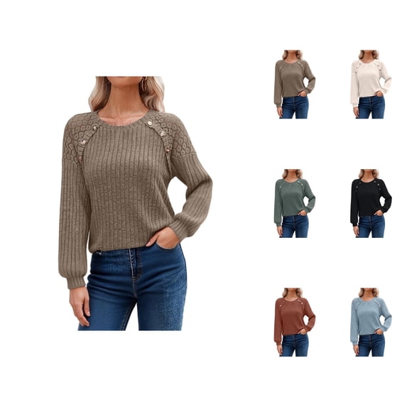 Business Casual Pullover Sweaters for Women 2025 Long Sleeve Crewneck ...