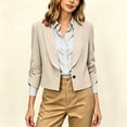 Business Casual Short Jacket For Women, 3/4 Sleeve Lapel Open Front ...