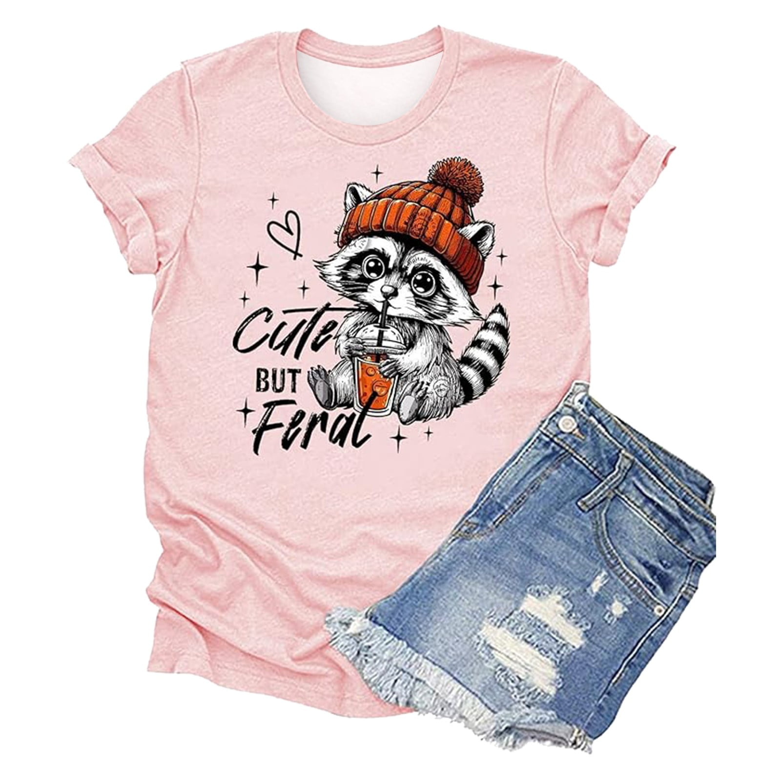 Business Casual Tee for Womens Floral Print Short Sleeve Crew Neck ...