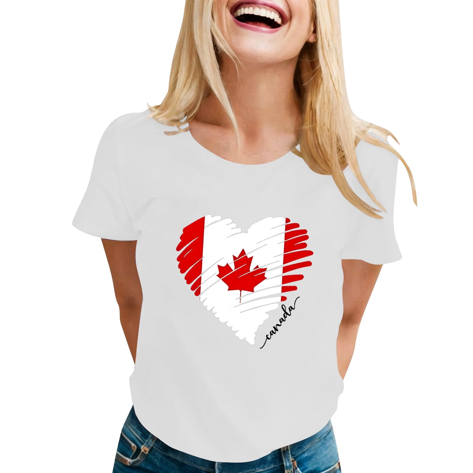 Business Casual Top Women Crewneck Maple Leaf Print Patriotic National ...