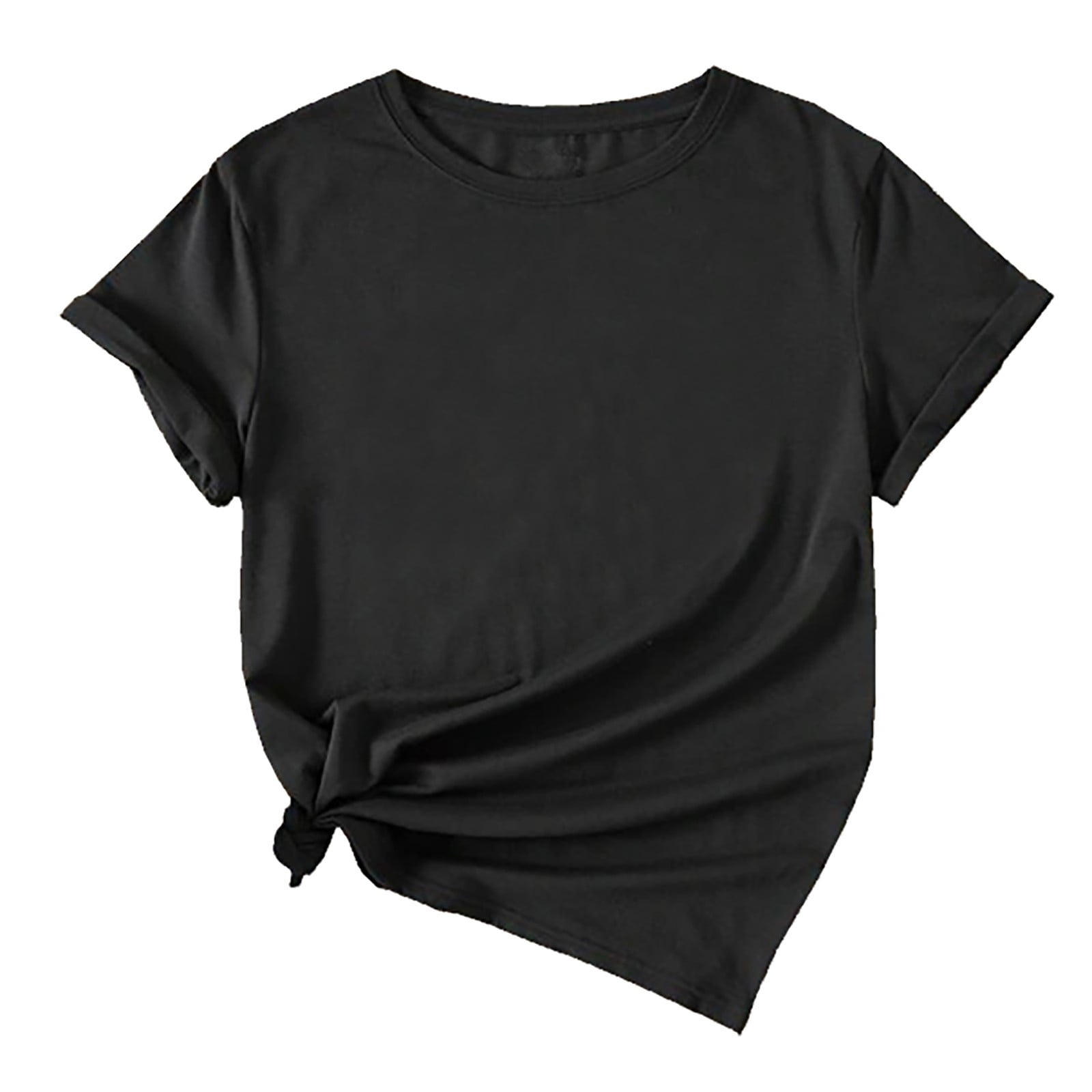 Business Casual Top Women Fashion Sleeve Round Neck Solid Color Womens ...