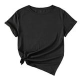 Business Casual Top Women Fashion Sleeve Round Neck Solid Color Womens ...
