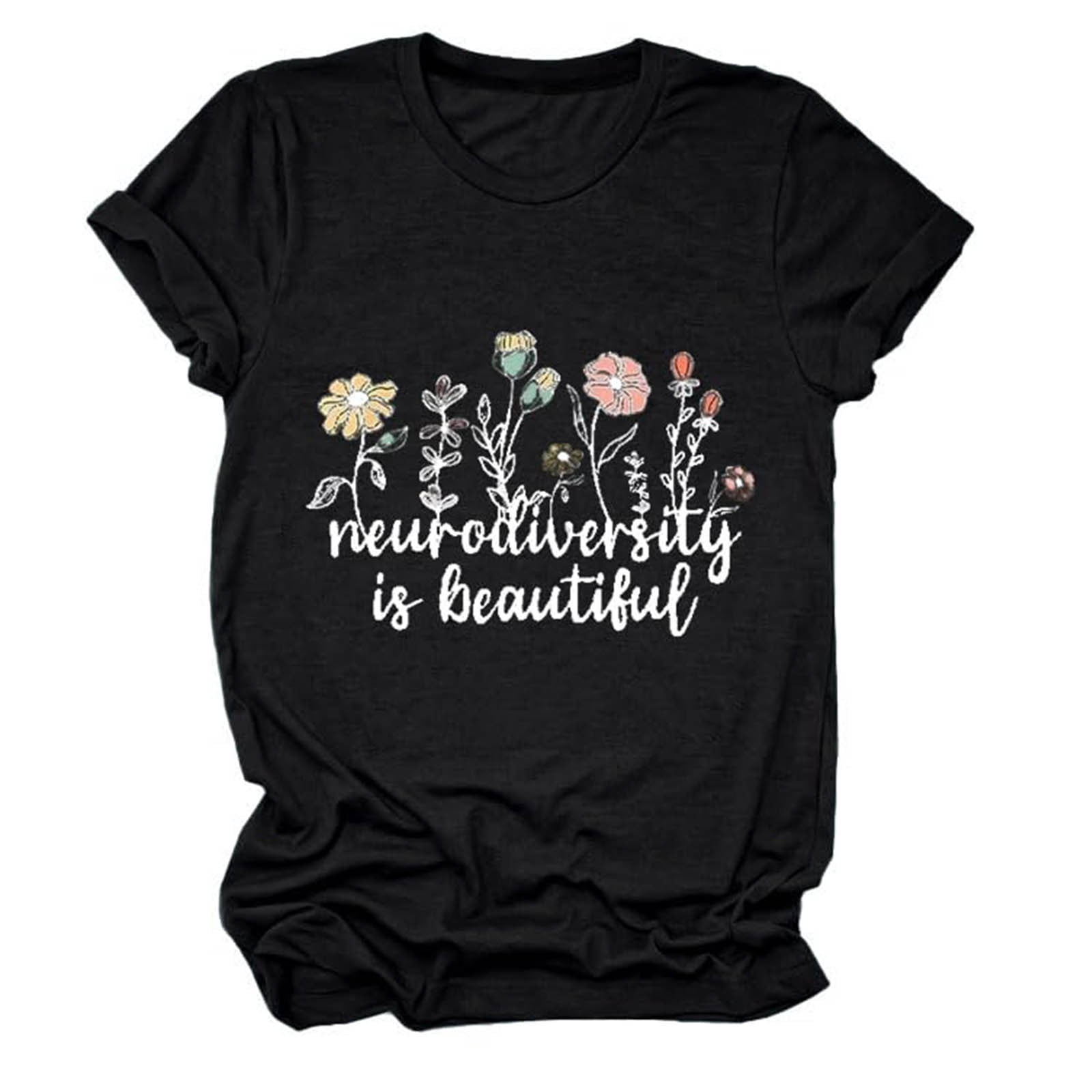 Business Casual Top Women Graphic Print Short Sleeve Crew Neck Soft ...