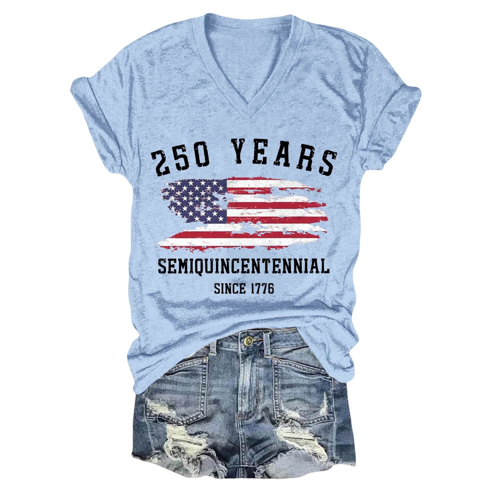 Business Casual Tops for Women Anniversary USA Shirt Years V Neck T ...