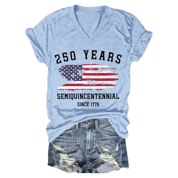 Business Casual Tops for Women Anniversary USA Shirt Years V Neck T ...