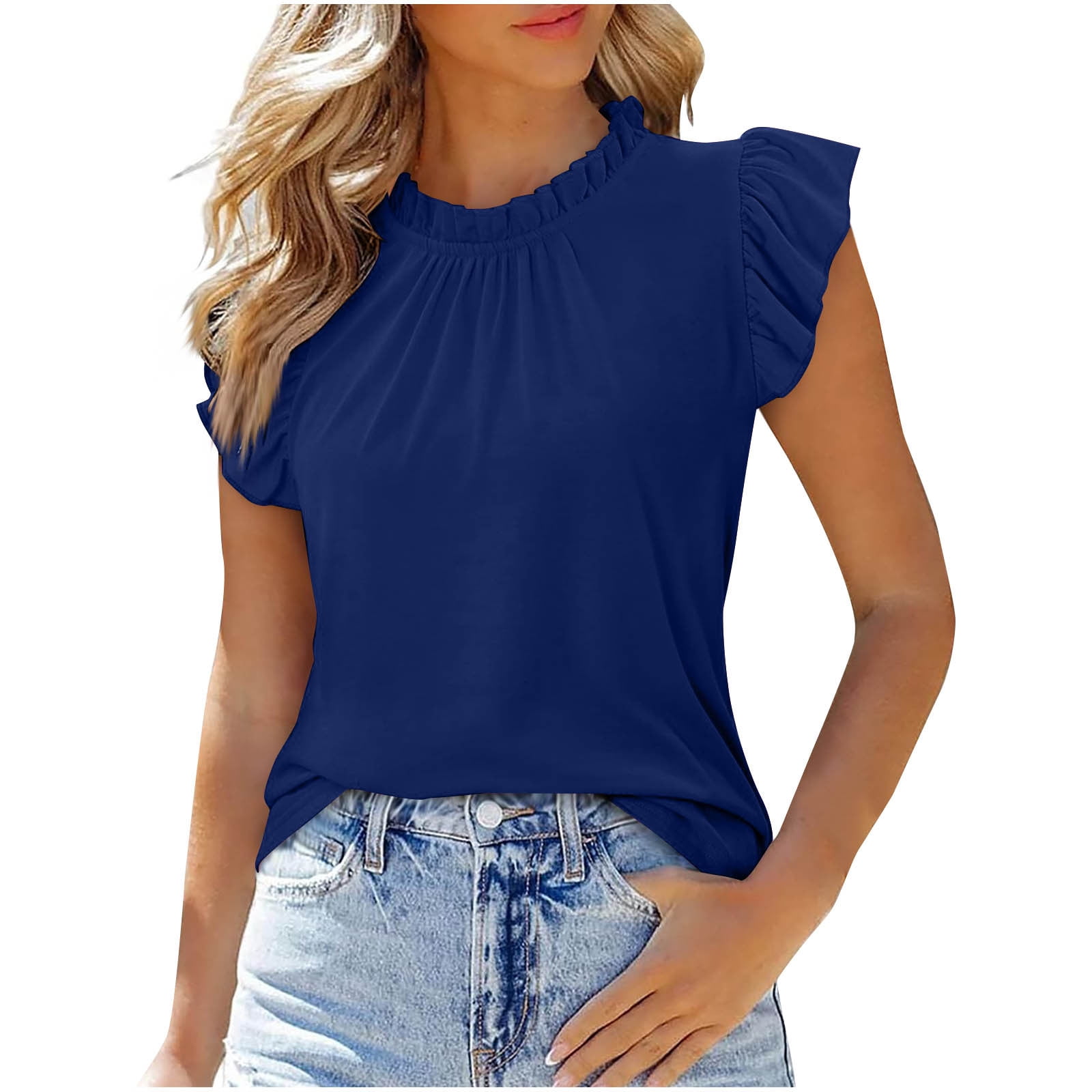 Business Casual Tops for Women Blouses Dressy 2025 Summer High Neck ...