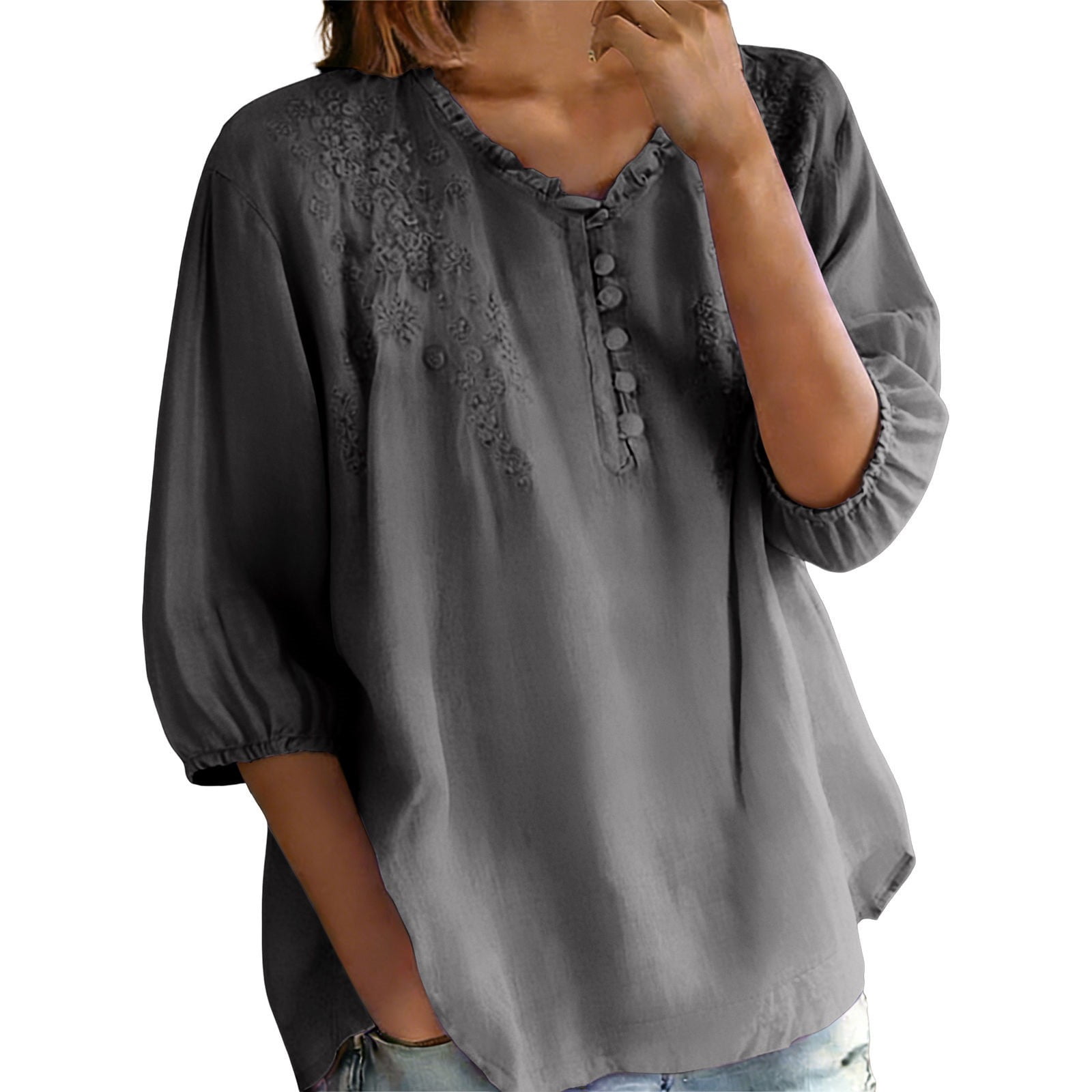 Business Casual Tops for Women Casual Retro Cotton And Linen ...